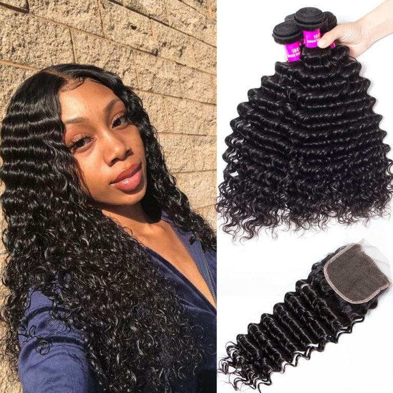 Brazilian Deep Wave With Closure 4 Bundles | Tinashe Hair
