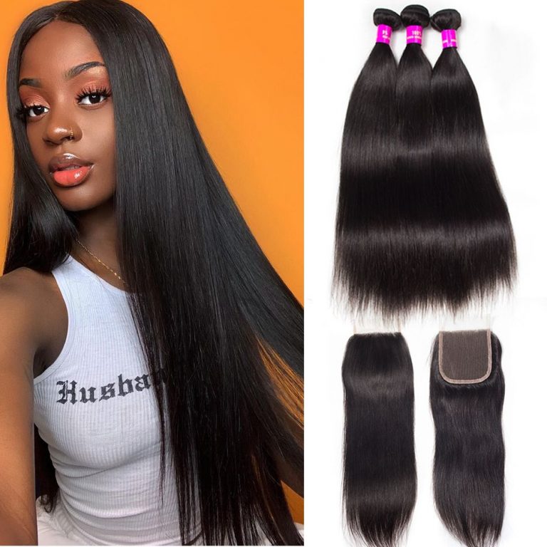 Tinashe Hair Brazilian Straight Human Hair 3 Bundles With Closure Mink Brazilian Virgin Hair ...