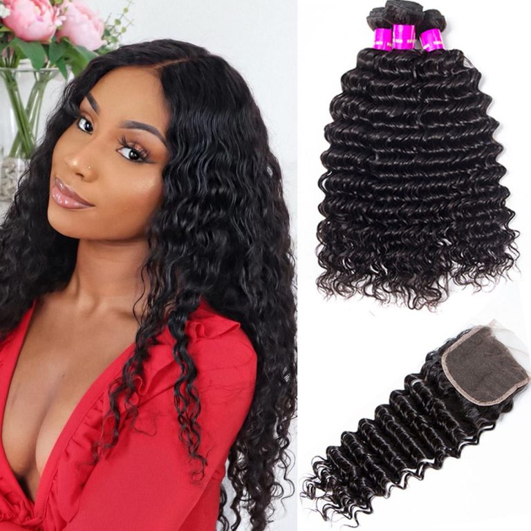 Brazilian Kinky Straight Hair 3 Bundles with Closure | Tinashehair