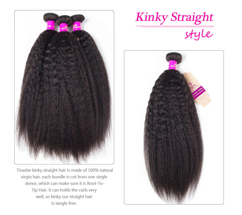 Kinky Straight Hair Brazilian Virgin Hair 3 Bundles | Tinashe Hair