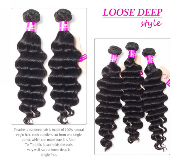 Brazilian Virgin Hair Loose Deep Wave 3 Bundles | Tinashe Hair