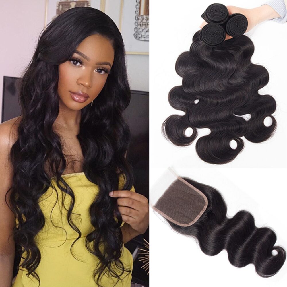 Brazilian Kinky Straight Hair 3 Bundles with Closure | Tinashehair