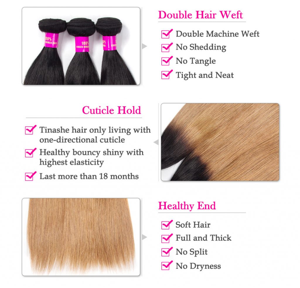 Straight Hair T1B/27 Color Honey Blonde Bundles Sale | Tinashe Hair