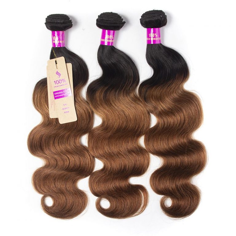 Red Human Hair Brazilian Body Wave 3 Bundles with Closure for Full Head ...
