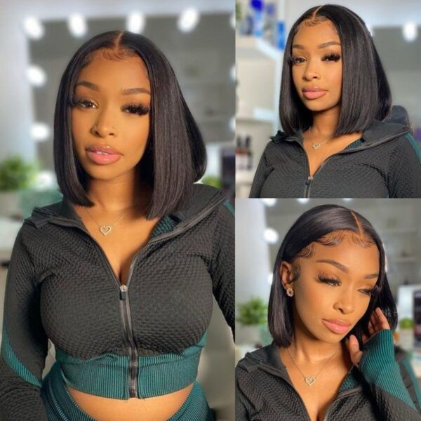Straight Human Hair Lace Front Short Bob Wigs | Tinashehair
