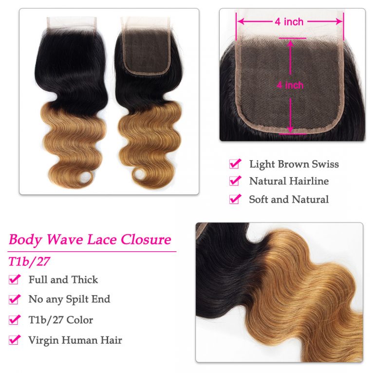 1B/27 Brazilian Body Wave 3 Bundles with Closure | Tinashe Hair
