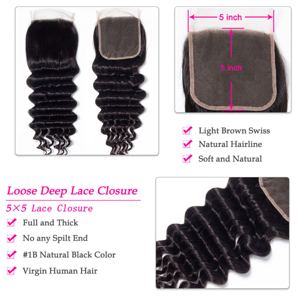 5x5 Loose Deep Wave Lace Closure | Tinashe Hair