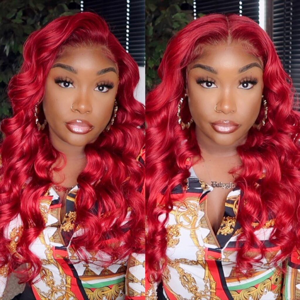 Red Body Wave Undetectable 6x5 13x4 HD Lace Front Wig Human Hair Wigs ...