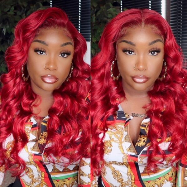 Red Body Wave Undetectable 6x5 13x4 HD Lace Front Wig Human Hair Wigs ...