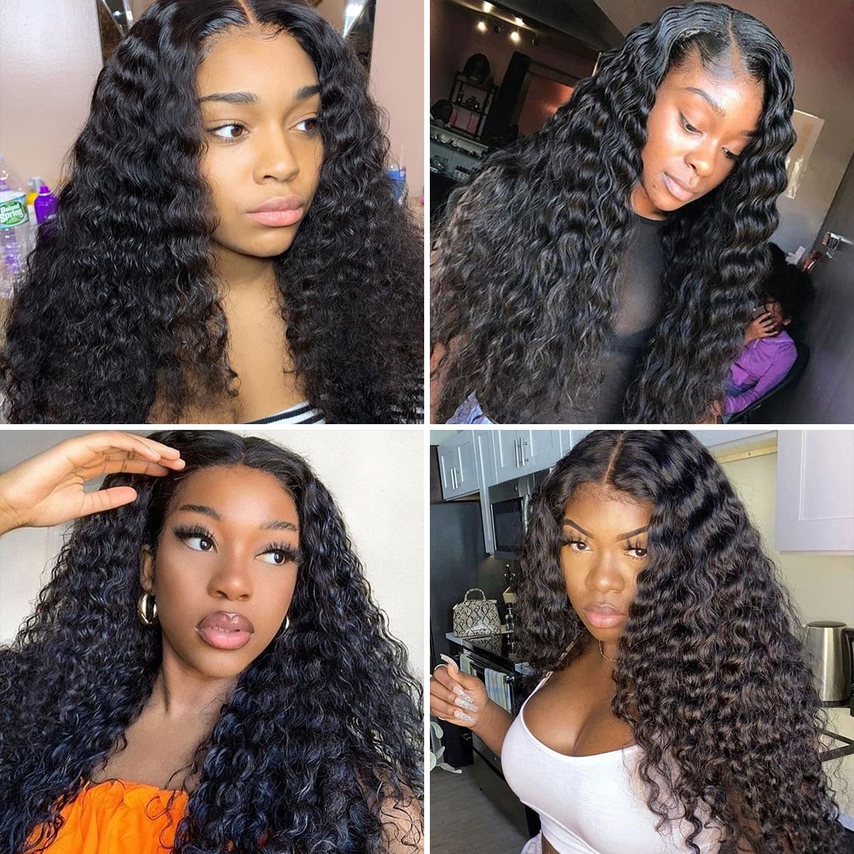 250% High Density Deep Wave Human Hair Lace Front Wigs | Tinashehair