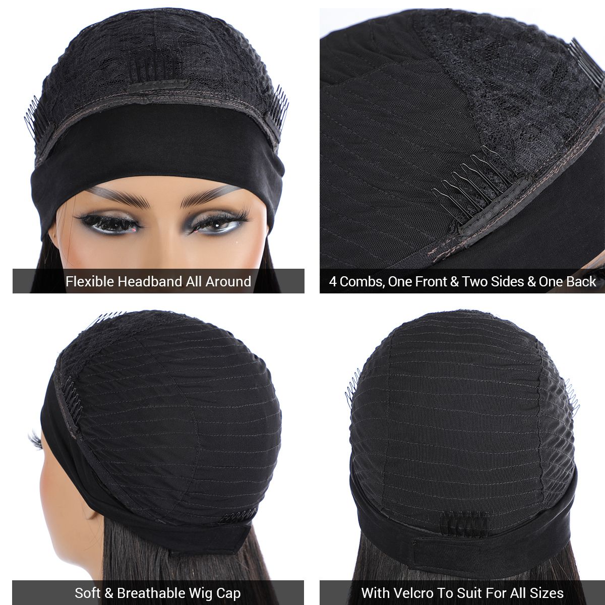 New Wig with Headband Body Wave Human Hair Wigs 150% No Gel No Glue ...