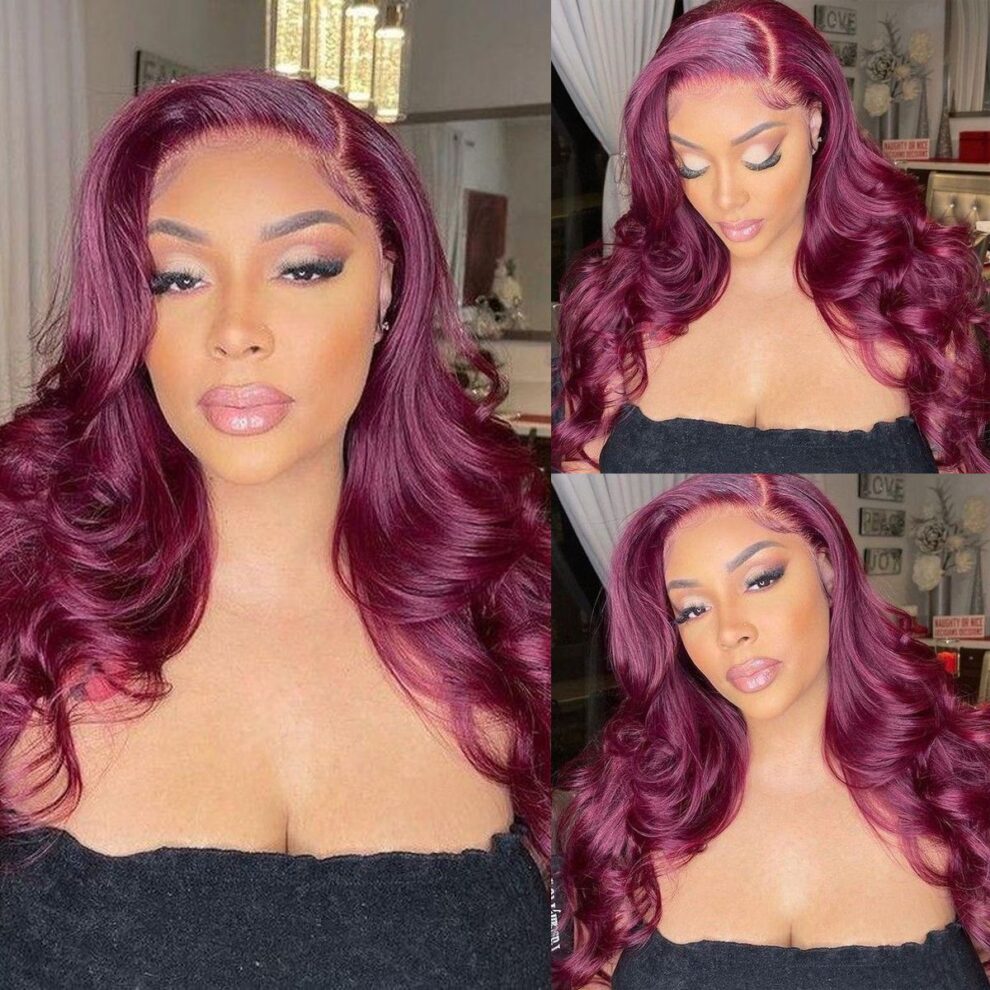 99j Color Burgundy Body Wave Wig Lace Front Wig Tinashehair