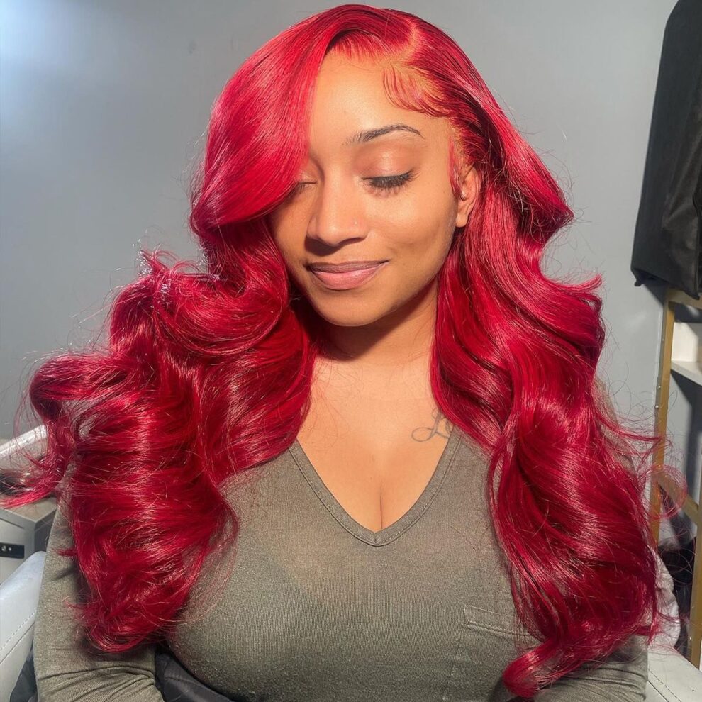 Red Body Wave Undetectable 6x5 13x4 HD Lace Front Wig Human Hair Wigs ...