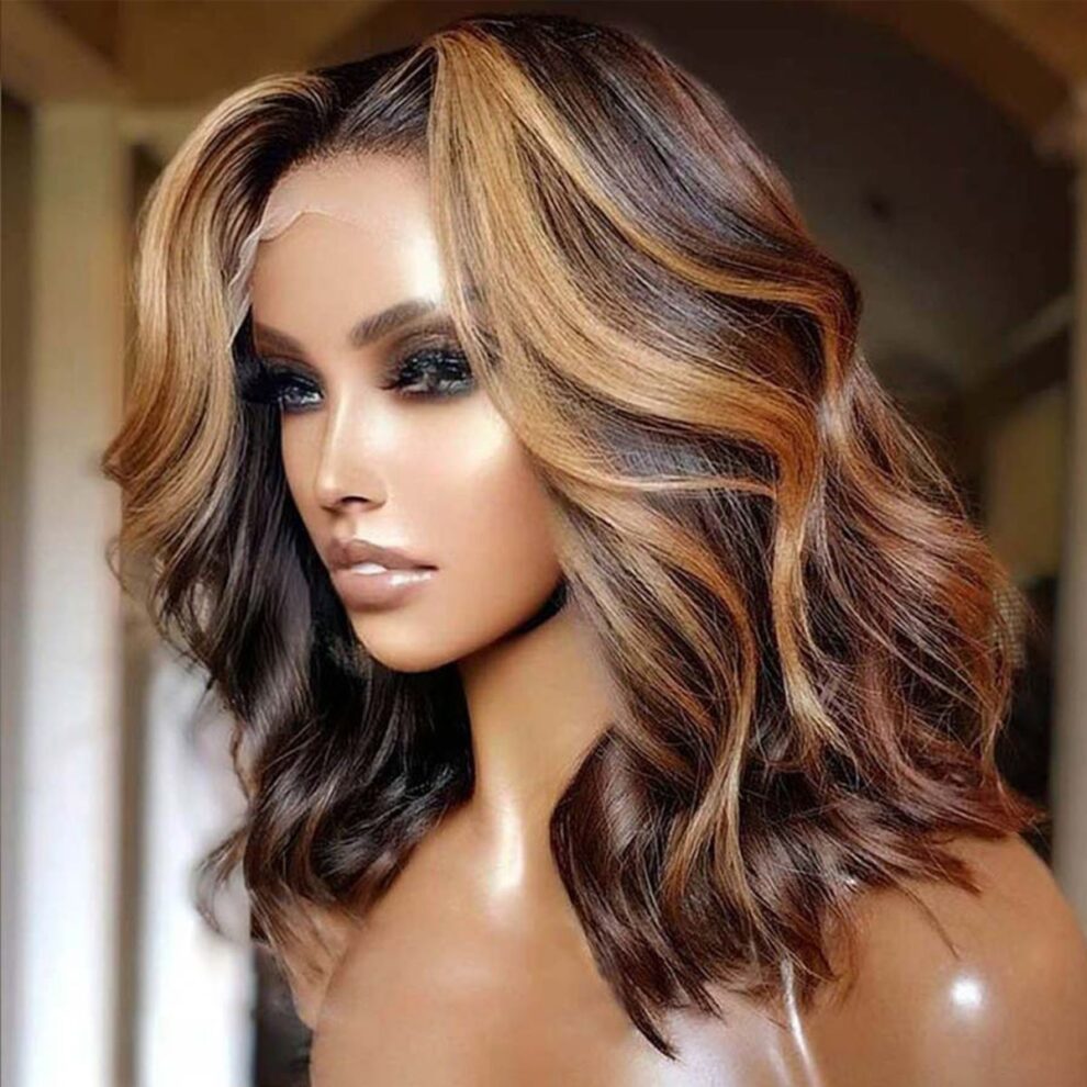 Highlight Shoulder Length Wig Body Wave Lace Front Wig Full & Volume ...