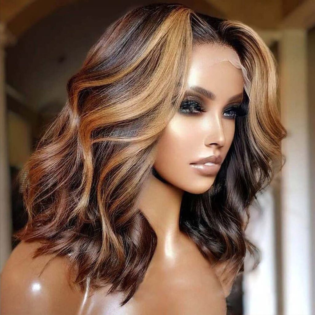 Highlight Shoulder Length Wig Body Wave Lace Front Wig Full & Volume ...
