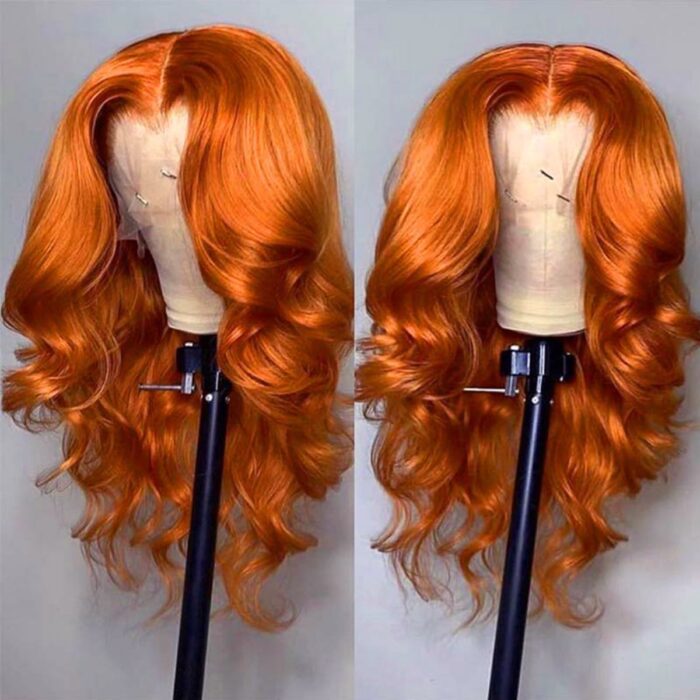 Color Orange Ginger Body Wave Lace Front Wig 180% Density | Tinashehair
