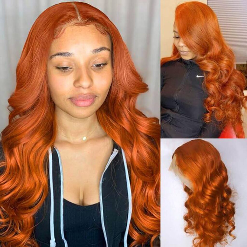 Color Orange Ginger Body Wave Lace Front Wig 180% Density | Tinashehair