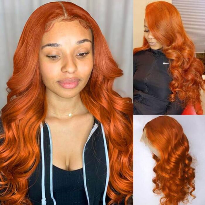Color Orange Ginger Body Wave Lace Front Wig 180% Density | Tinashehair
