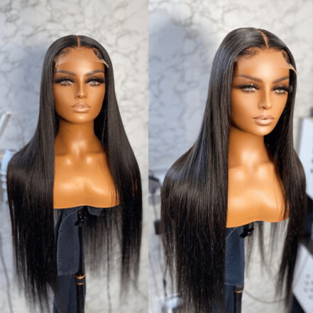 Wear & Go Glueless Lace Front Straight Human Hair Wig Undetectable Lace ...