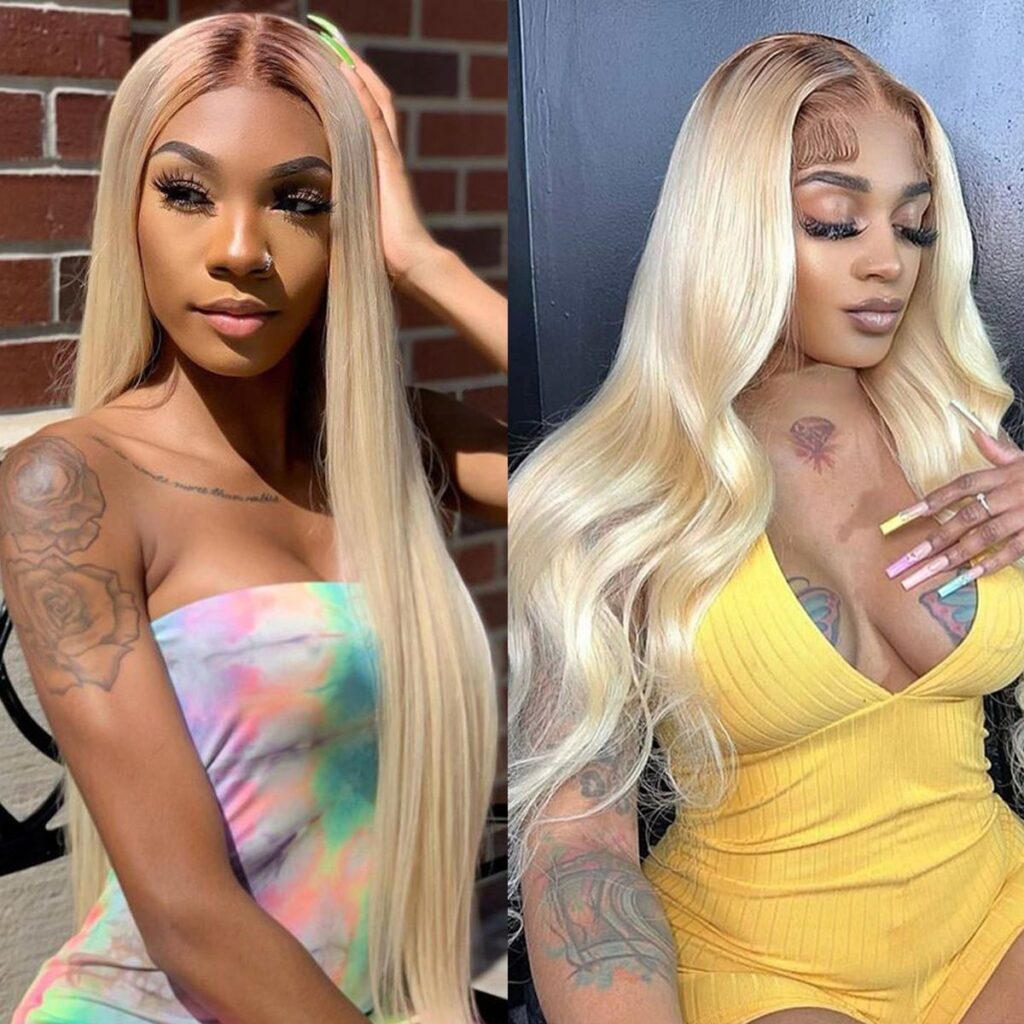 613 Blonde Wig With Dark Roots Human Hair 13x4 Lace Front Wigs