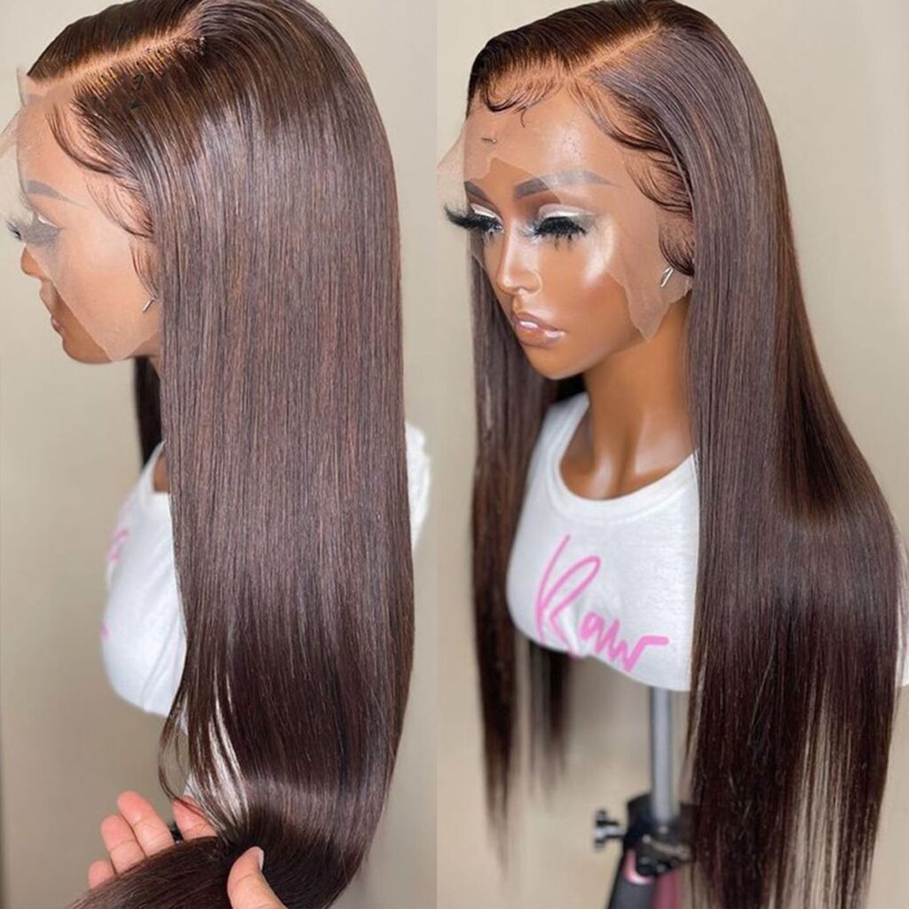Dark Brown Straight Human Hair 6x5 13x4 HD Lace Front Wigs | Tinashehair
