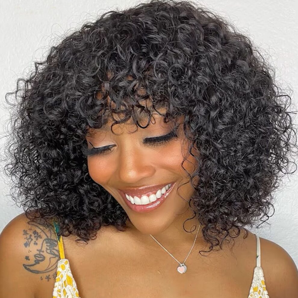 Glueless Short Curly Human Hair Bob Wig Machine Made | Tinashe Hair