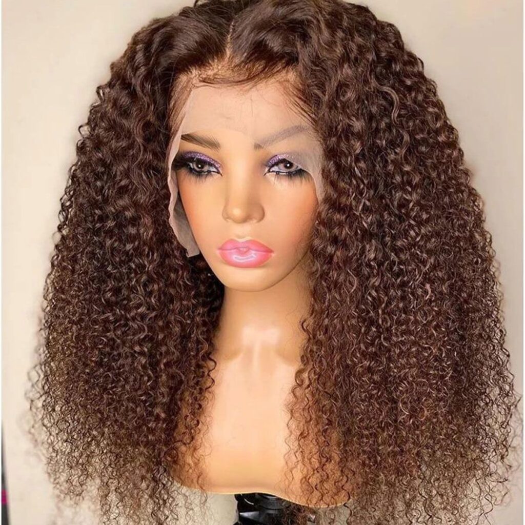 Dark Brown Curly 13×4 Lace Front Wig Chocolate Color Human Hair Wig ...
