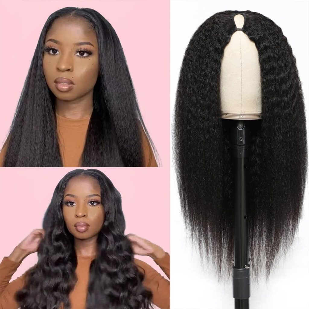 No Glue No Leave Out Kinky straight V Part Human Hair Wigs | Tinashe Hair