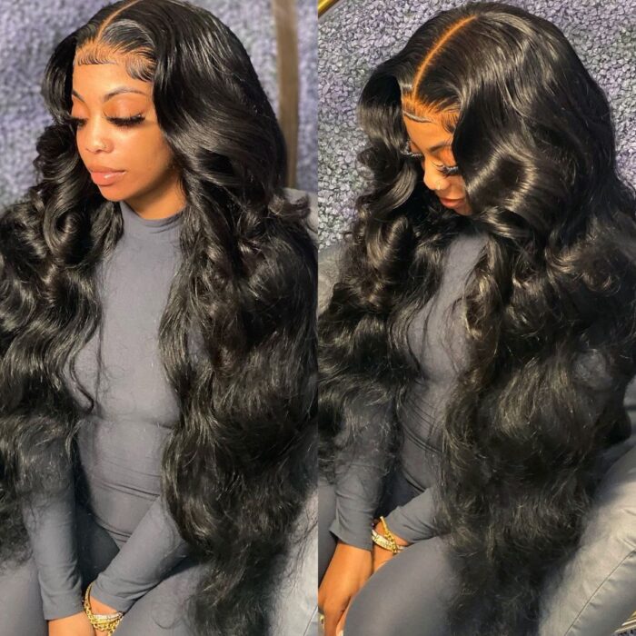 Long Body Wave Human Hair 13x4 HD Lace Frontal Wigs 30" 32" 34" 36 ...