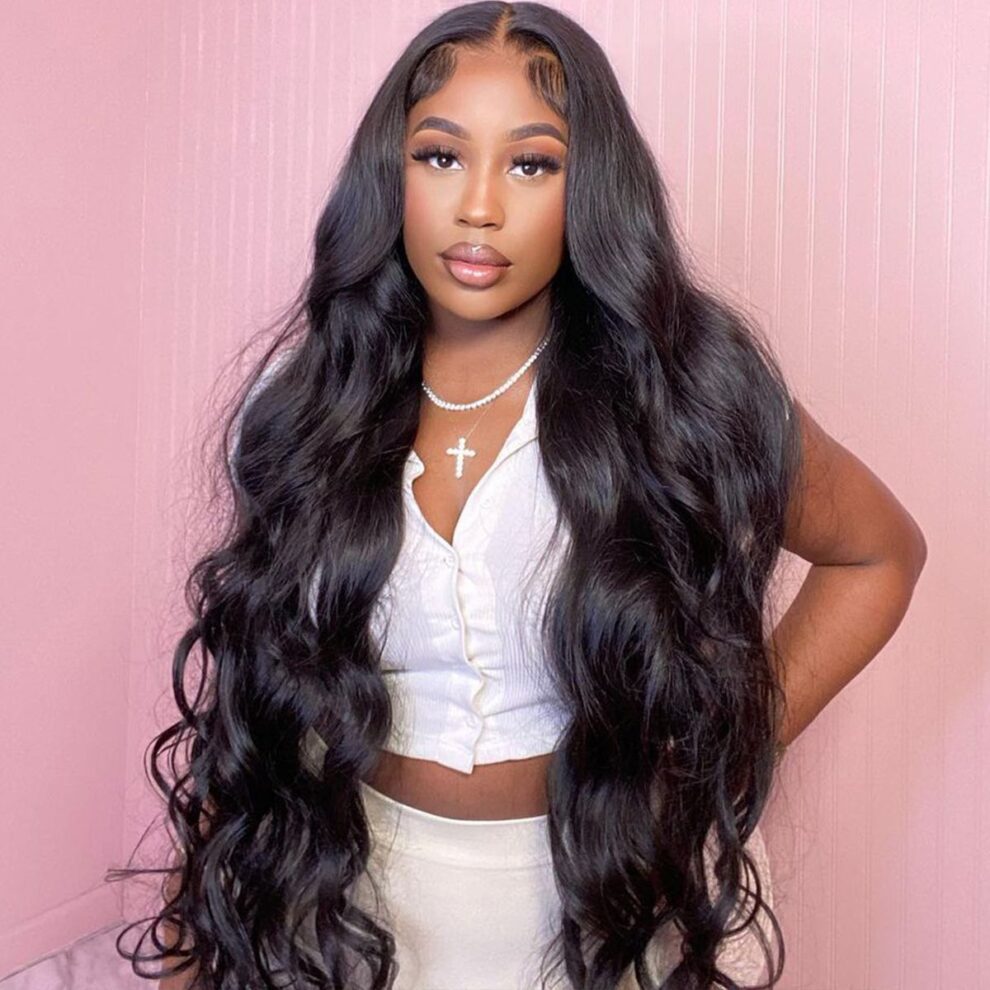 Long Body Wave Human Hair 13x4 HD Lace Frontal Wigs 30" 32" 34" 36 ...