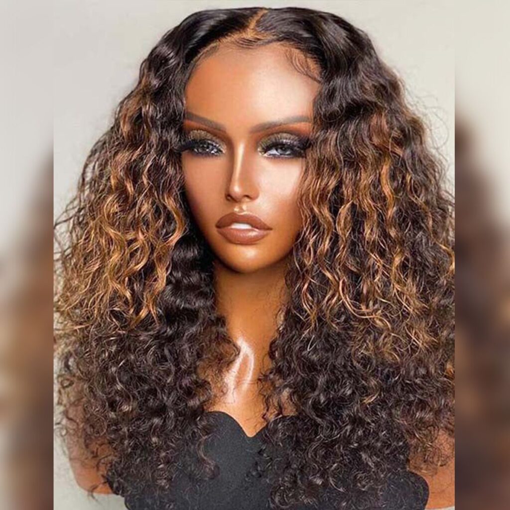Highlight Curly 6x5 13x4 Lace Front Wig Human Hair Wig Pre-Plucked ...