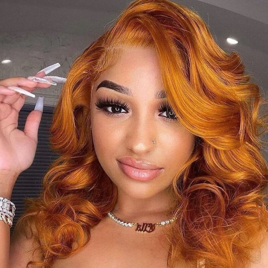 Ginger Barrel Curls Shoulder Length Wig 13x4 HD Lace Frontal Wig ...