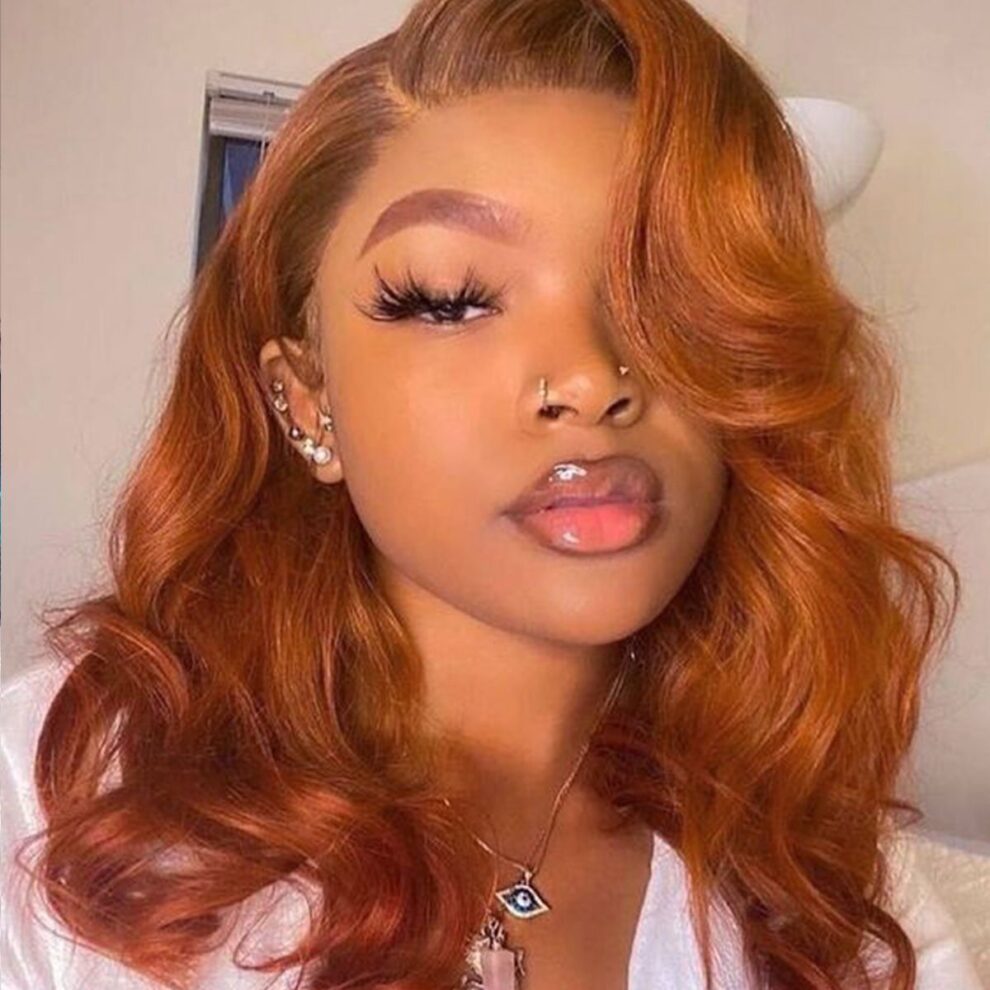 Ginger Barrel Curls Shoulder Length Wig 13x4 HD Lace Frontal Wig ...
