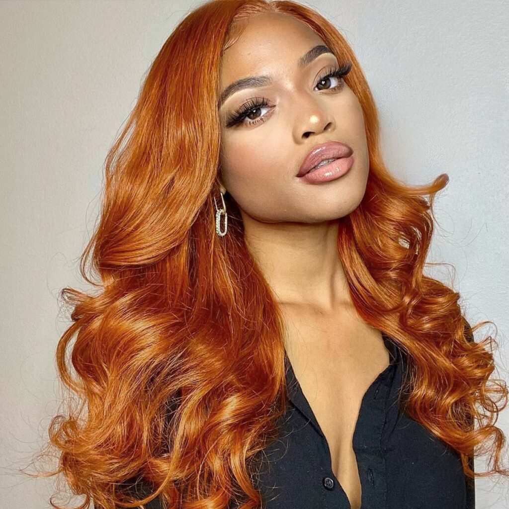 Ginger Barrel Curls Shoulder Length Wig 13x4 HD Lace Frontal Wig ...