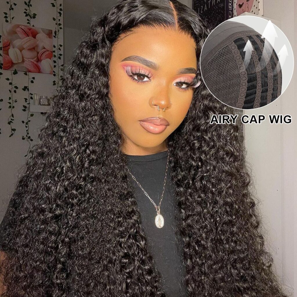 Airy Breathable Cap Wear & Go Curly Pre-Cut 6x5 Plus Lace Wig 100% ...